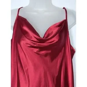 bebe | Dresses | Bebe Satin Slip Dress Womens Xl Red Cowl Neck Midi Y2k ...